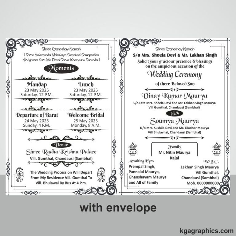 Hindu Shadi Card English New Design CDR File - KGA Graphics