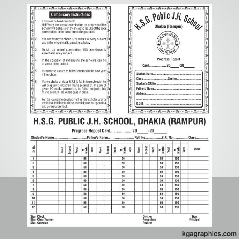 School Result Card Design CDR File - KGA Graphics